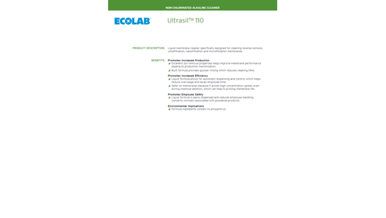 Programme pour membranes Ultrasil | Ecolab